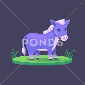 Pixel art donkey. Farm animal for game design.: Graphic #156073649