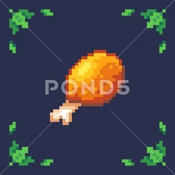 Pixel art game asset icon of a ham. Ham sprite for a 2d retro game ...
