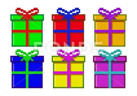 Pixel Art Gift Boxes: Royalty Free Illustration #167455058