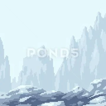 Pixel art iceberg square background ~ Clip Art #146368215