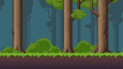 Pixel art loop animation of forest lands... | Stock Video | Pond5