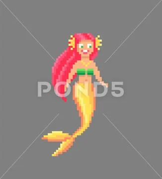 Pixel art mermaid. ~ Clip Art ~ Download Now #112028359