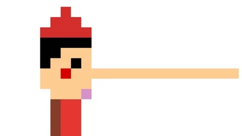 Pixel art Pinocchio nose growing white | Stock Video | Pond5