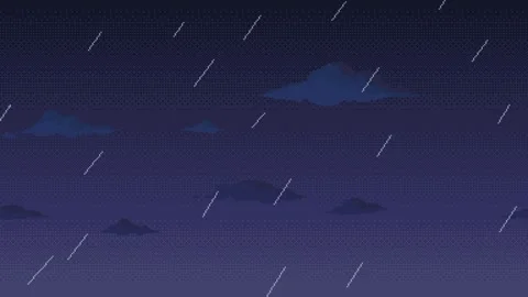 Pixel art rain and lightning strikes ani... | Stock Video | Pond5