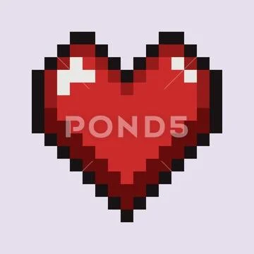 Pixel art red heart isolated on white background. Vector 8-bit hearts ...