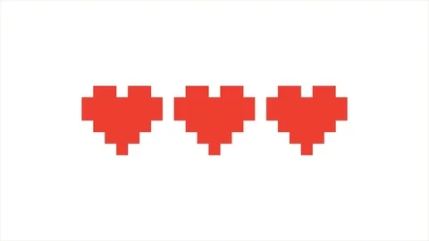 Pixel art retro game style red hearts li... | Stock Video | Pond5