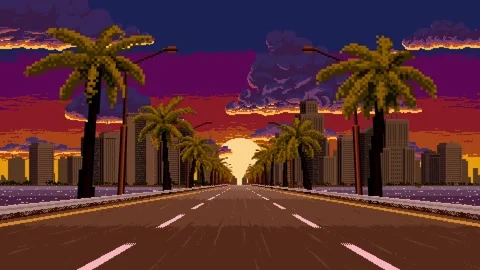 Pixel Sunset Stock Video Footage | Royalty Free Pixel Sunset Videos | Pond5