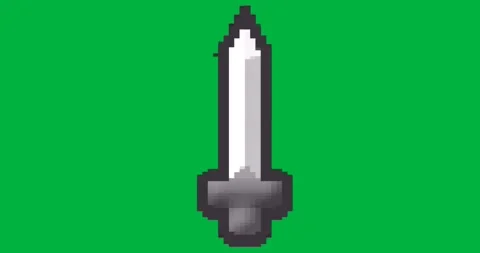 Pixel art sword spinning on transparent ... | Stock Video | Pond5