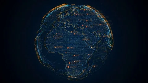 Pixel blue 3D planet Earth with big data... | Stock Video | Pond5