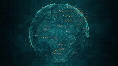 Pixel blue 3D planet Earth with big data... | Stock Video | Pond5