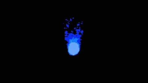 Pixel blue fire animation on a black bac... | Stock Video | Pond5