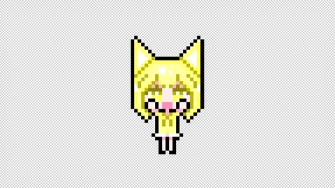 Pixel Cat girl Raise both hands short ha... | Stock Video | Pond5