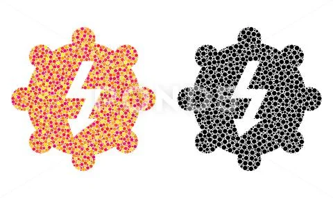 Pixel Electricity Cog Wheel Mosaic Icons: Royalty Free #100093734