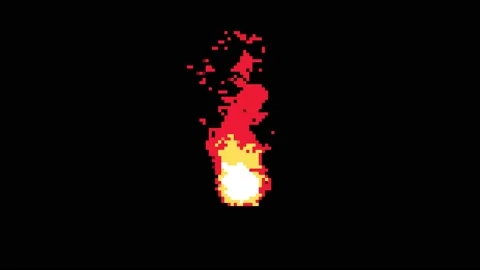 Pixel fire animation on a black backgrou... | Stock Video | Pond5