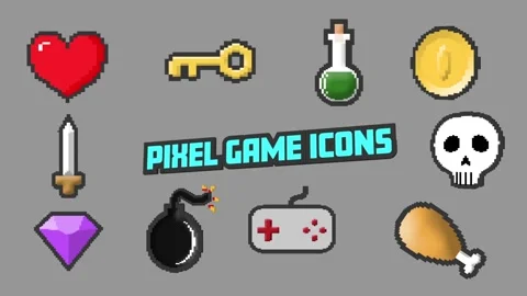 Pixel Game Icons ~ After Effects Template #146465760 | Pond5