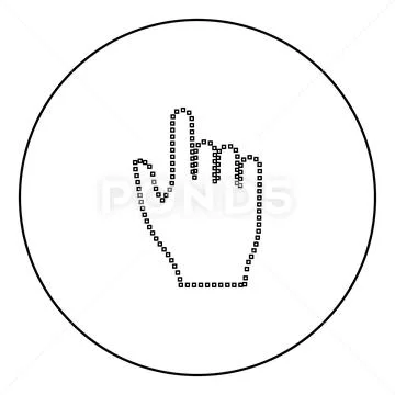 Pixel hand black icon in circle outline ~ Clip Art #90394251