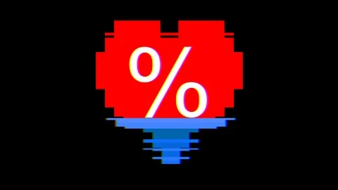 pixel heart with percent symbol glitch i... | Stock Video | Pond5