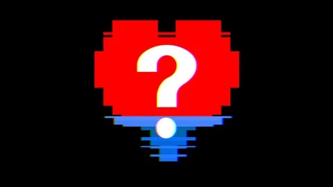 pixel heart with question mark symbol gl... | Stock Video | Pond5