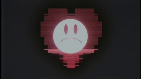 pixel heart with sad angry smile face sy... | Stock Video | Pond5