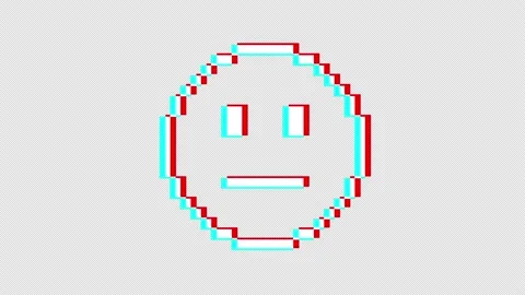Pixel icon emotion serious. Glitch effec... | Stock Video | Pond5