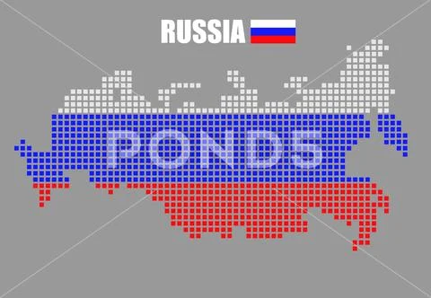 Pixel map of Russia with the flag inside. Vector illustration ~ Clip ...