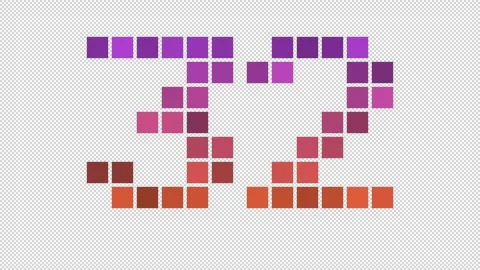 Pixel numeral 32 in retro style, number ... | Stock Video | Pond5