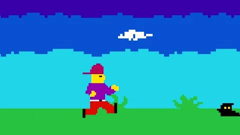 Pixel retro style of game, arcade charac... | Stock Video | Pond5