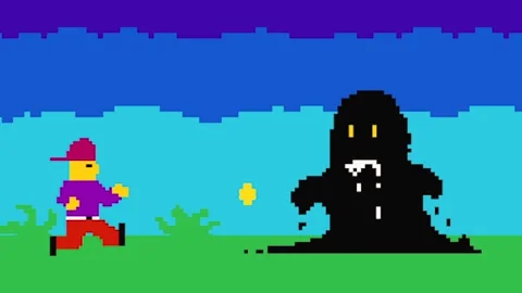 Pixel retro style of game, arcade charac... | Stock Video | Pond5