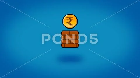 Pixel Rupee coin from gaming block background - high res 8 bit ...