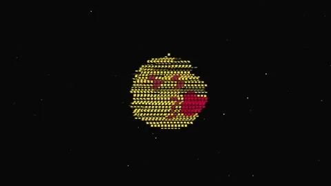 Pixel smile hud holographic symbol on di... | Stock Video | Pond5