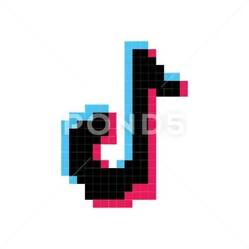 Pixel tik tok icon Stock Illustration ~ Graphic #254056840