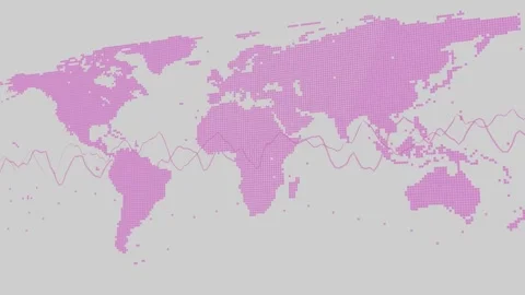 Pixelated purple world map featuring all... | Stock Video | Pond5
