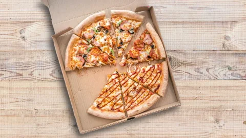 pizza box wooden animation | Stock Video | Pond5