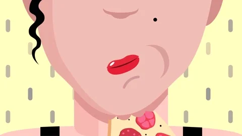 Pizza Girl. Eating pizza. Animation. | Stock Video | Pond5