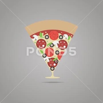 Pizza symbol pointing at a map. Pizzeria emblem. Italian food ...