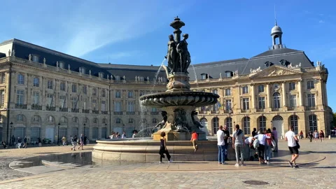 Place de la Bourse and its famous founta... | Stock Video | Pond5