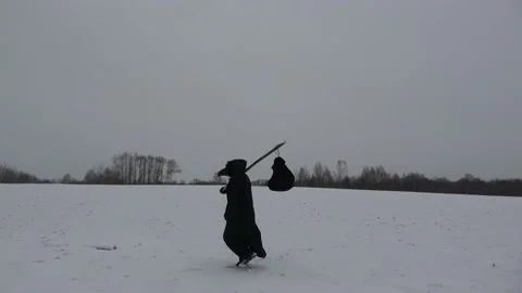 Plague doctor in black bird beak mask go... | Stock Video | Pond5