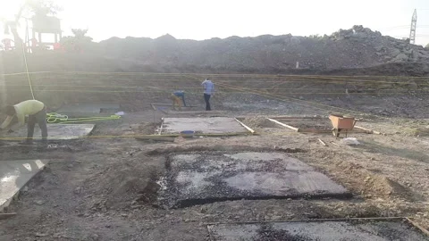 plain cement concrete (PCC) work in the ... | Stock Video | Pond5