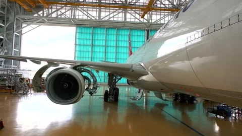 plane, cleaning, washing, hangar, worker... | Stock Video | Pond5