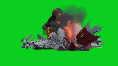 Plane crash green screen | Stock Video | Pond5