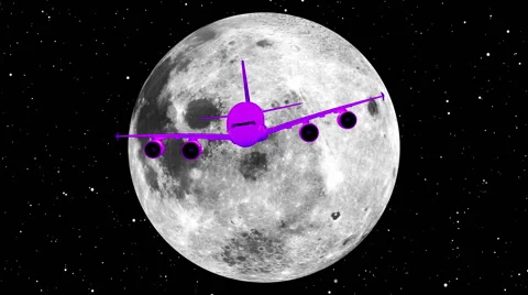 a plane crossing the face of the moon | Stock Video | Pond5