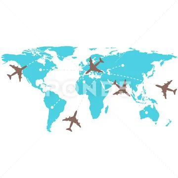 Plane flight map vector, air path plan infographic on white: Royalty ...