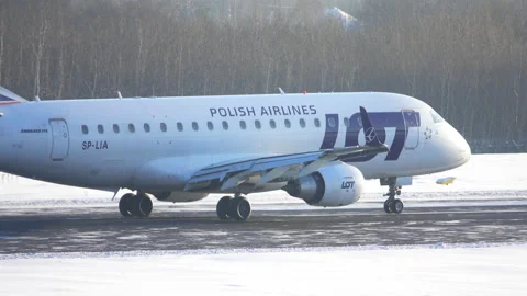 The plane of the Polish airline Lot move... | Stock Video | Pond5