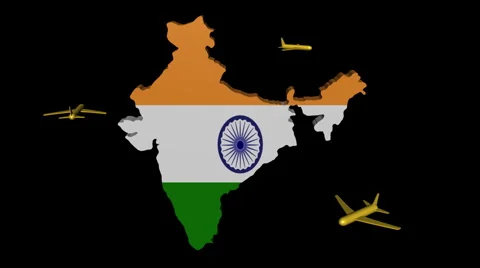 planes flying round India map flag anima... | Stock Video | Pond5