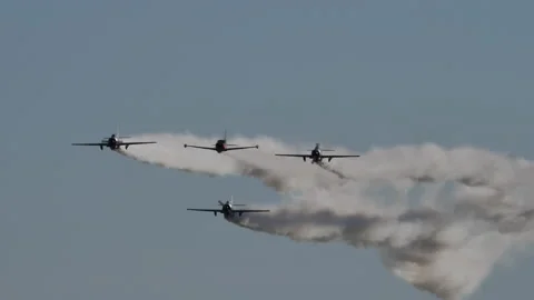 Planes in the missing man formation. One... | Stock Video | Pond5