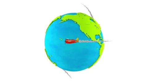 Planes orbiting the world, 3d animation | Stock Video | Pond5