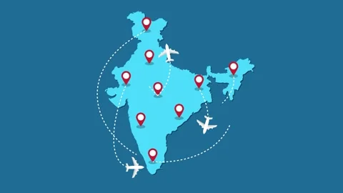 Planes routes flying over India map, tou... | Stock Video | Pond5