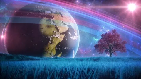 Planet Earth from an Alien Field of Blue... | Stock Video | Pond5