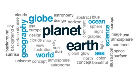 Planet earth animated word cloud, text d... | Stock Video | Pond5