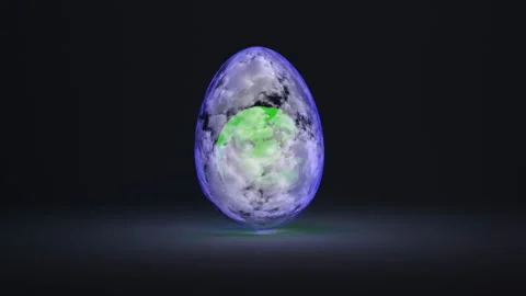 planet earth inside an egg-shaped cloud ... | Stock Video | Pond5